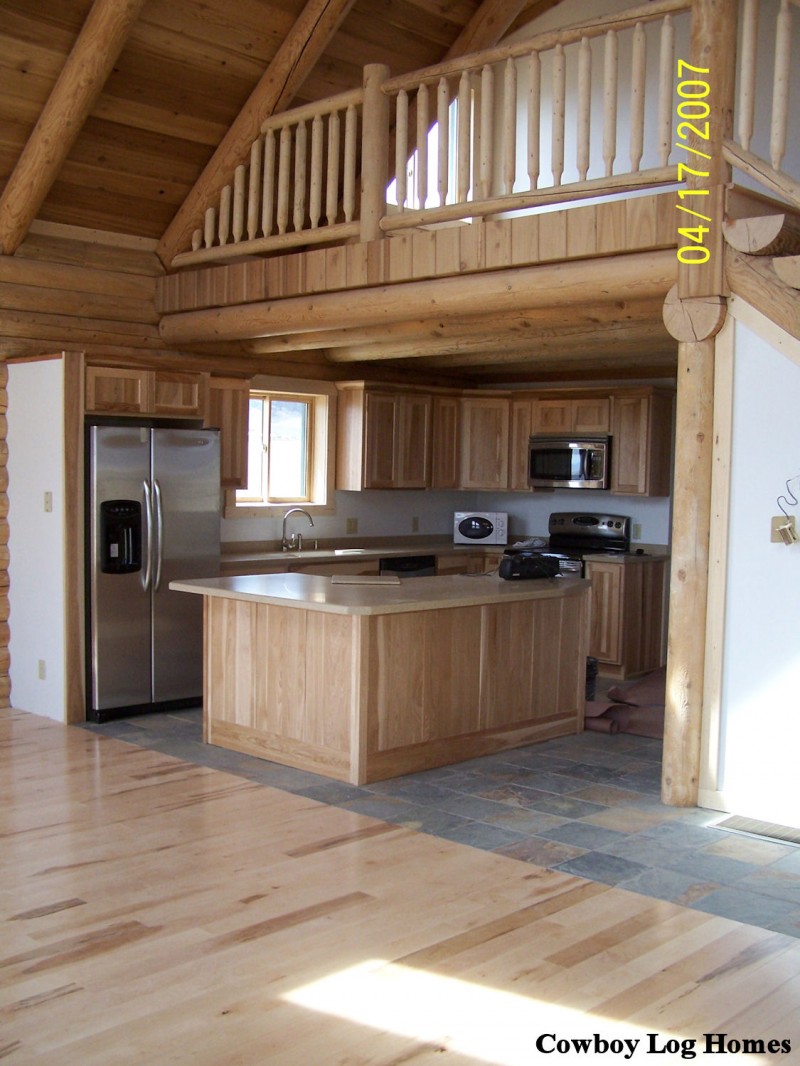 Log Cabin Loft and Kitchen | Cowboy Log Homes