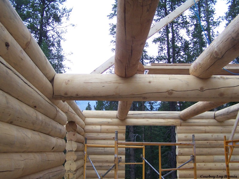 Staggered Log Floor Joists | Cowboy Log Homes