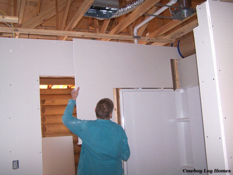 Sheetrock of Interior Walls | Cowboy Log Homes