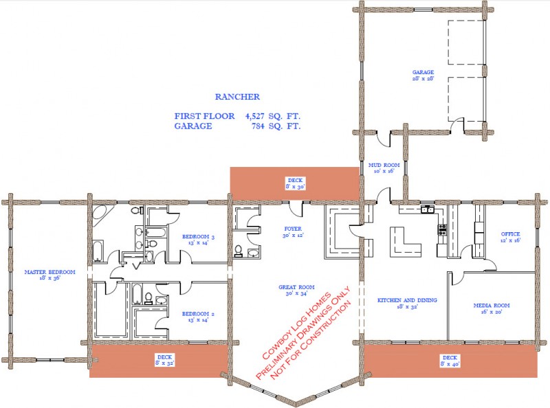 Rancher Plan 4,527 Sq. Ft. | Cowboy Log Homes